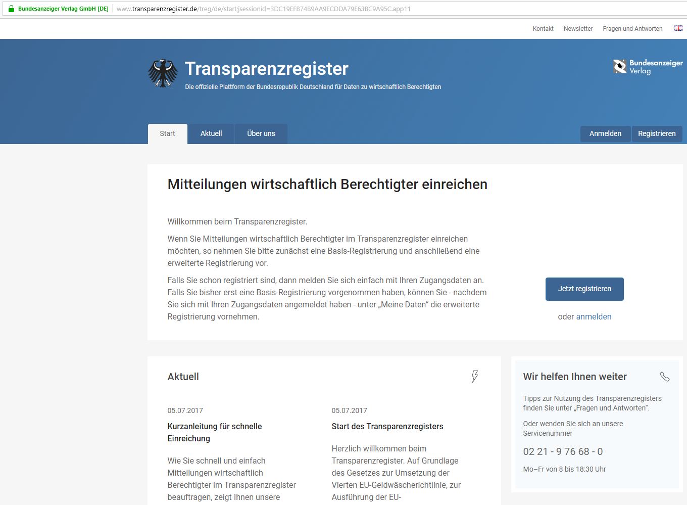 Transparenzregister - GwG 2017